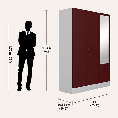 Buy Slimline Blend 3 Door Steel Almirah Godrej Interio