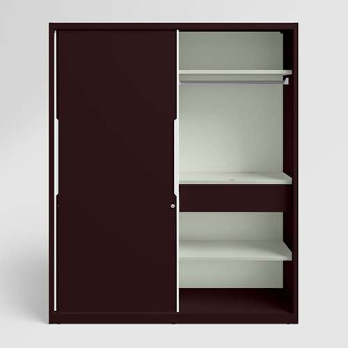 Buy Slide N Store Compact Plus 2 Door Steel Wardrobe Textured Shell Wine Red Godrej Interio