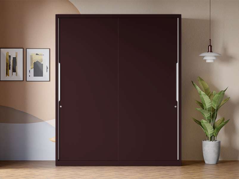Buy Slide N Store Compact Plus 2 Door Steel Wardrobe Textured Shell Wine Red Godrej Interio