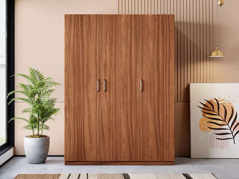 Buy Alina 1200W 3 Door Engineered Wood Wardrobe Walnut Godrej Interio