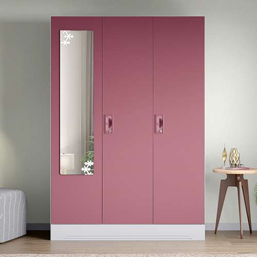 Buy Slimline 3 Door Steel Almirah Royal Ivory and Dusty Rose Godrej Interio