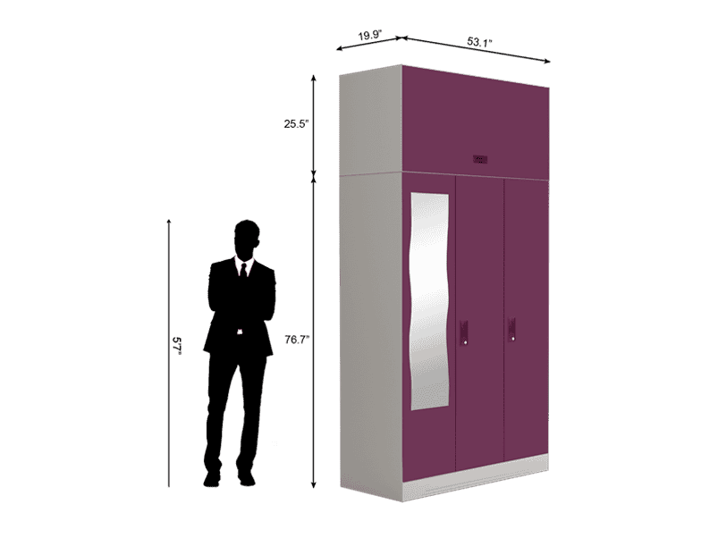 3 door almirah size store
